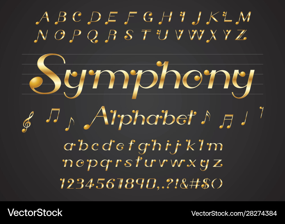 Music note font Royalty Free Vector Image - VectorStock