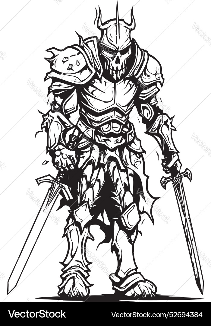 Shadowed defender zombie knight soldier black Vector Image