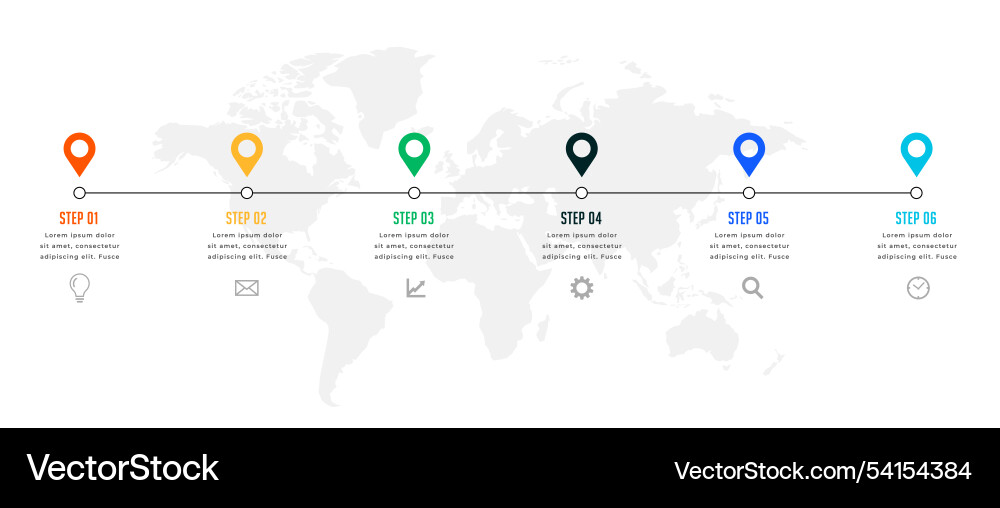 Six steps timeline or milestone infographic Vector Image
