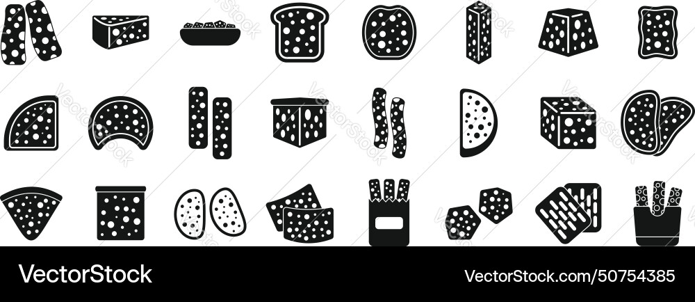 Bread croutons icons set simple small food Vector Image