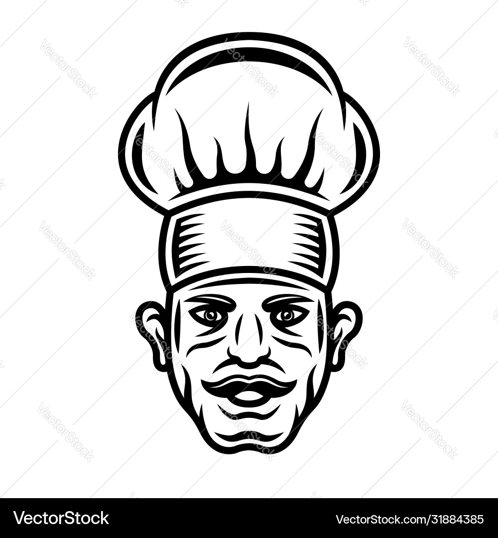 Chef head with mustache object or element Vector Image