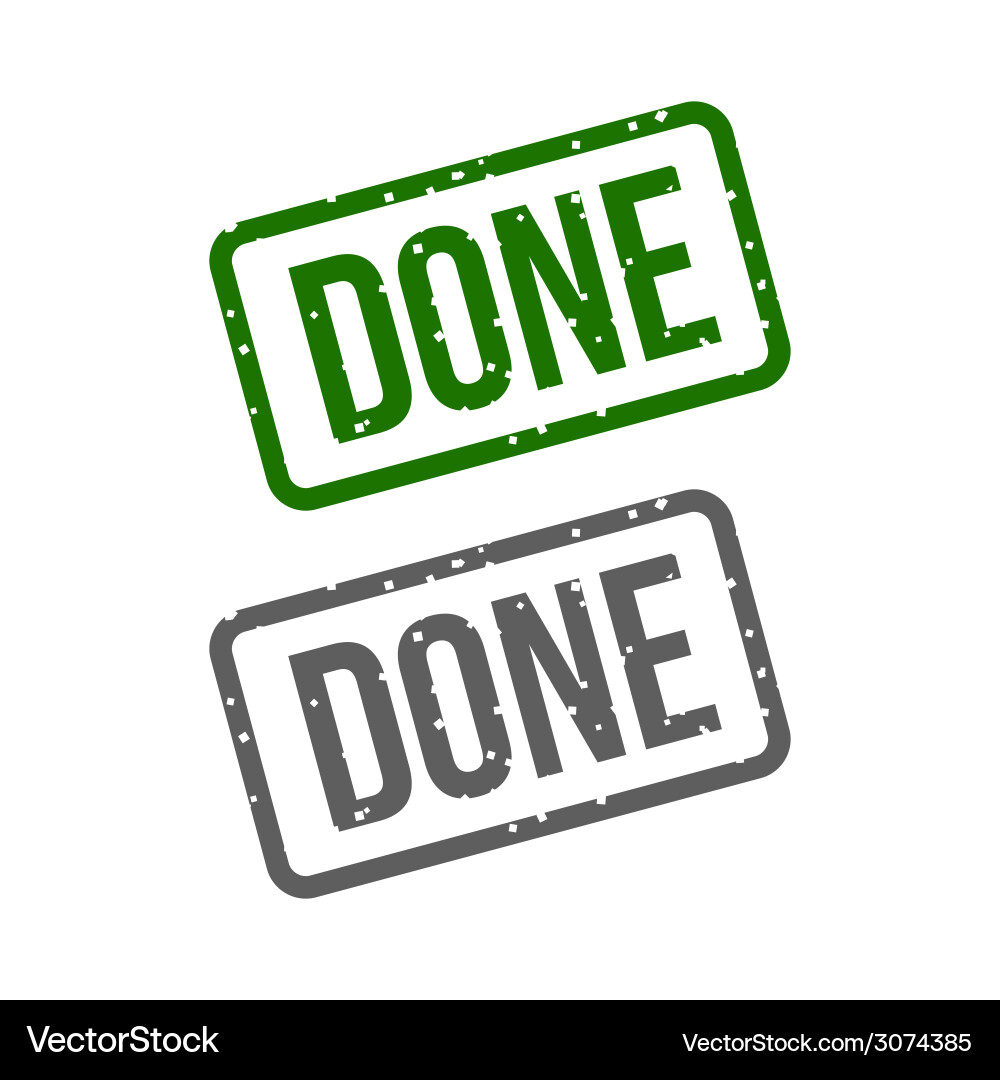 Done green square grungy stamp isolated on white Vector Image