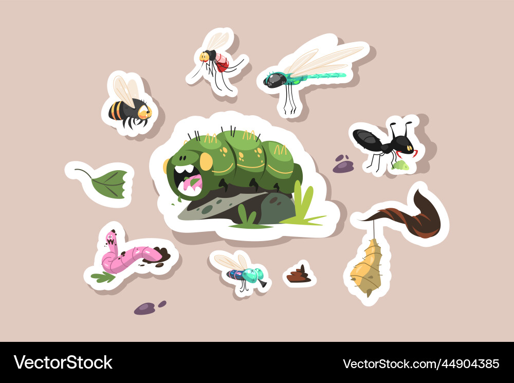 Funny insect with angry face Royalty Free Vector Image