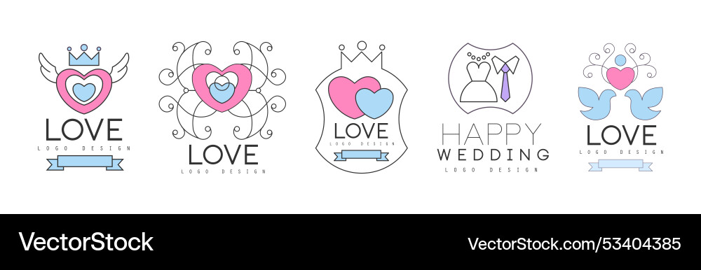 Happy wedding logo design with marriage ceremony Vector Image