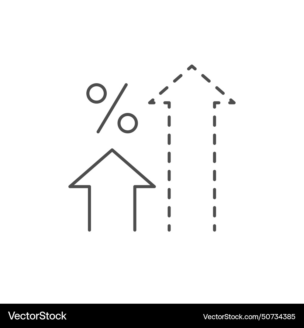 Interest rate growth line icon Royalty Free Vector Image