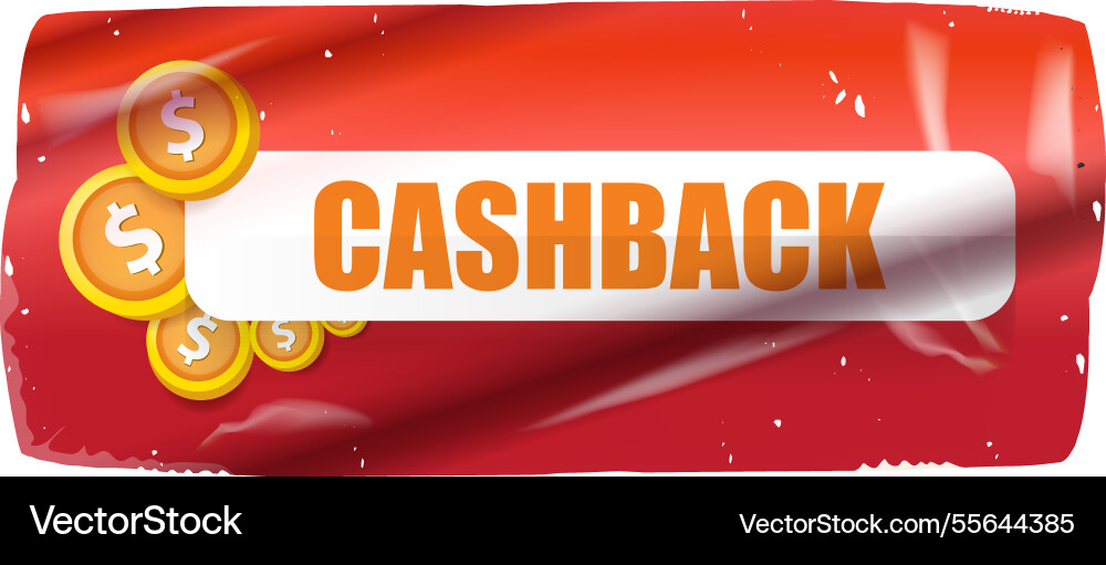 Red cash back icon and sticker isolated Royalty Free Vector