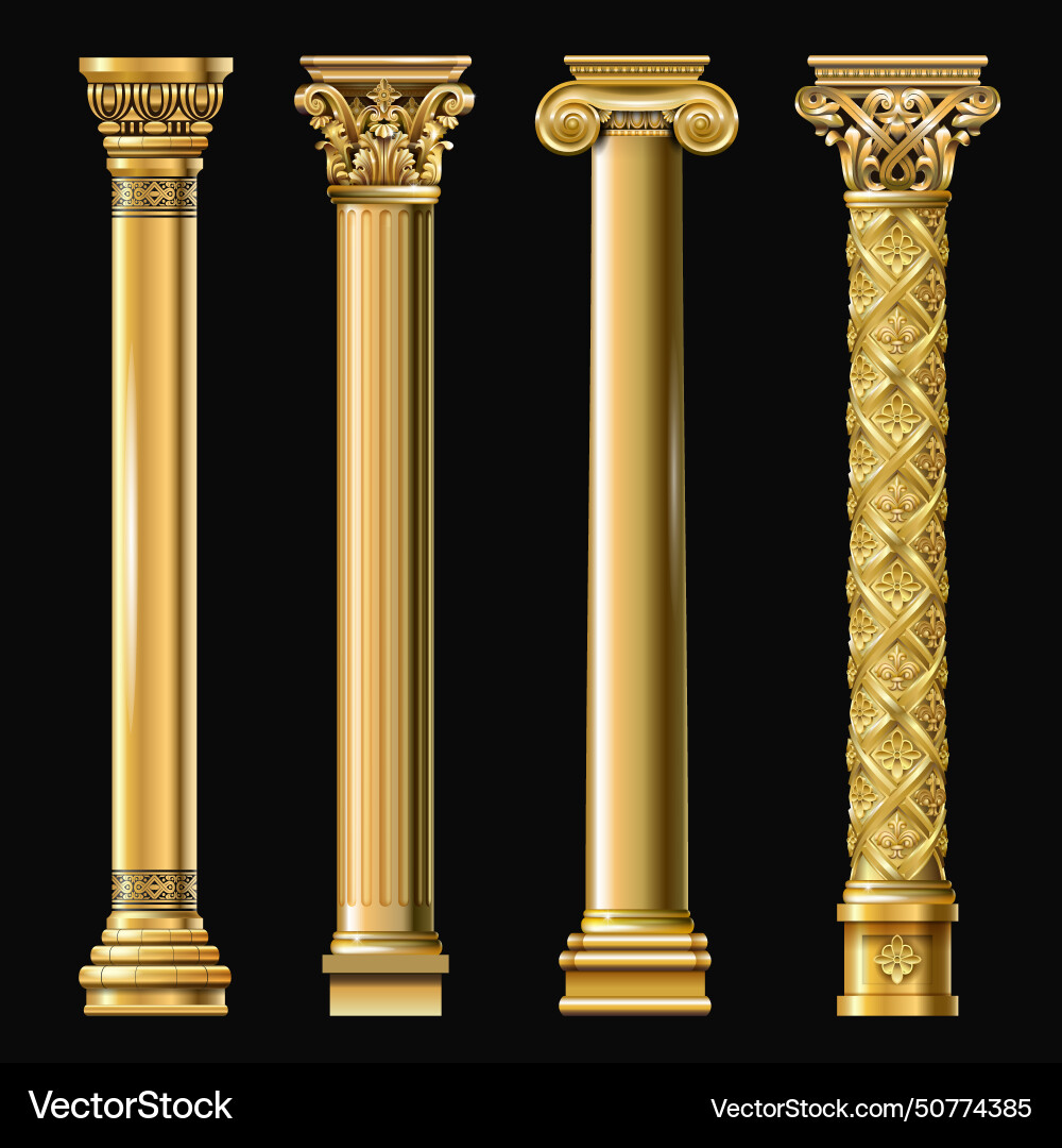 Set of classic gold columns – Royalty-Free Vector | VectorStock