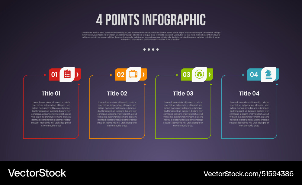 4 points or step process infographic with outline Vector Image