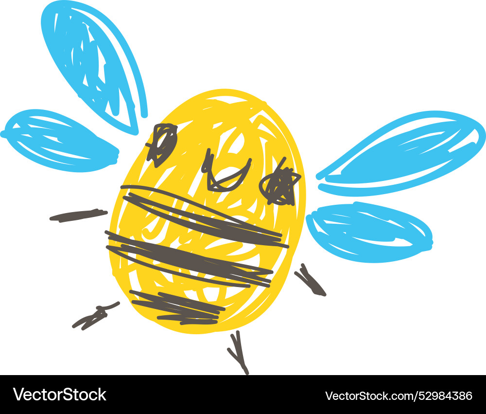 Bee as kids doodle simple hand drawn element Vector Image