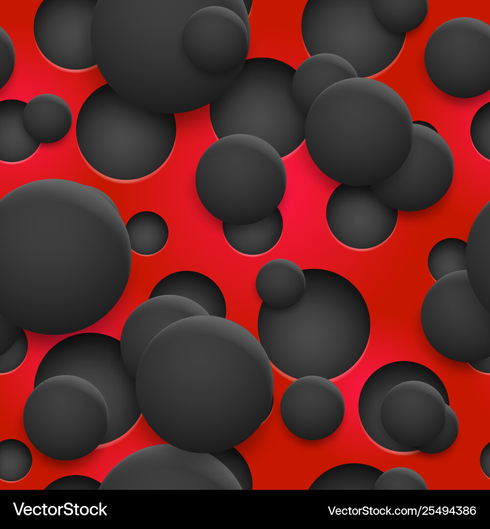 Black & Red Circles & Holes Pattern Vector Image