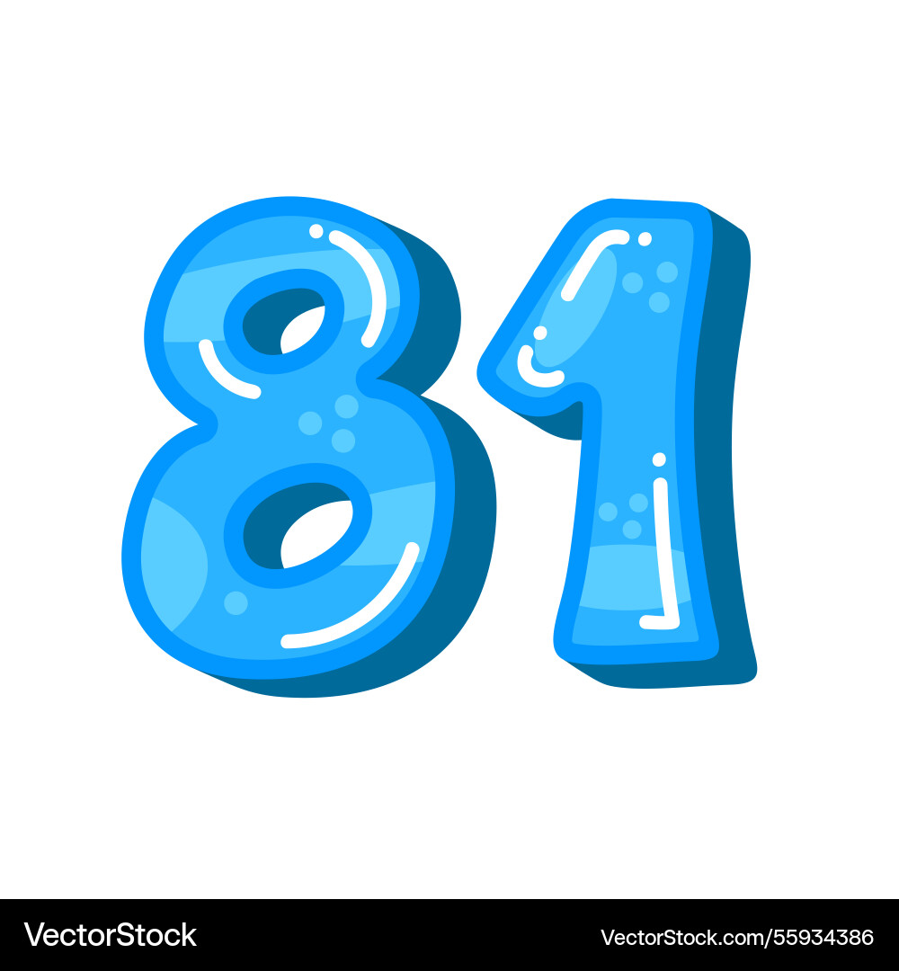 Blue color number 81 Royalty Free Vector Image