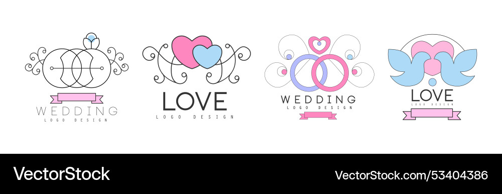 Happy wedding logo design with marriage ceremony Vector Image