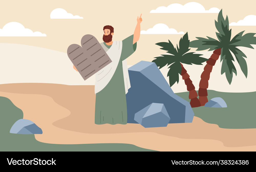 Moses Receiving the Ten Commandments Royalty Free Vector