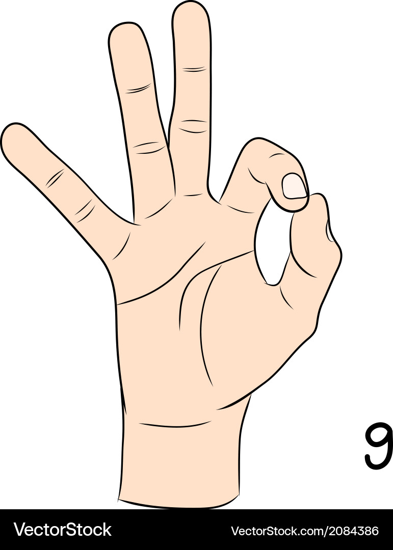 Sign Language Number Nine Royalty Free Vector Image