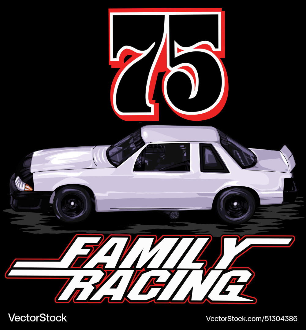 White drag racing car with red strip Royalty Free Vector