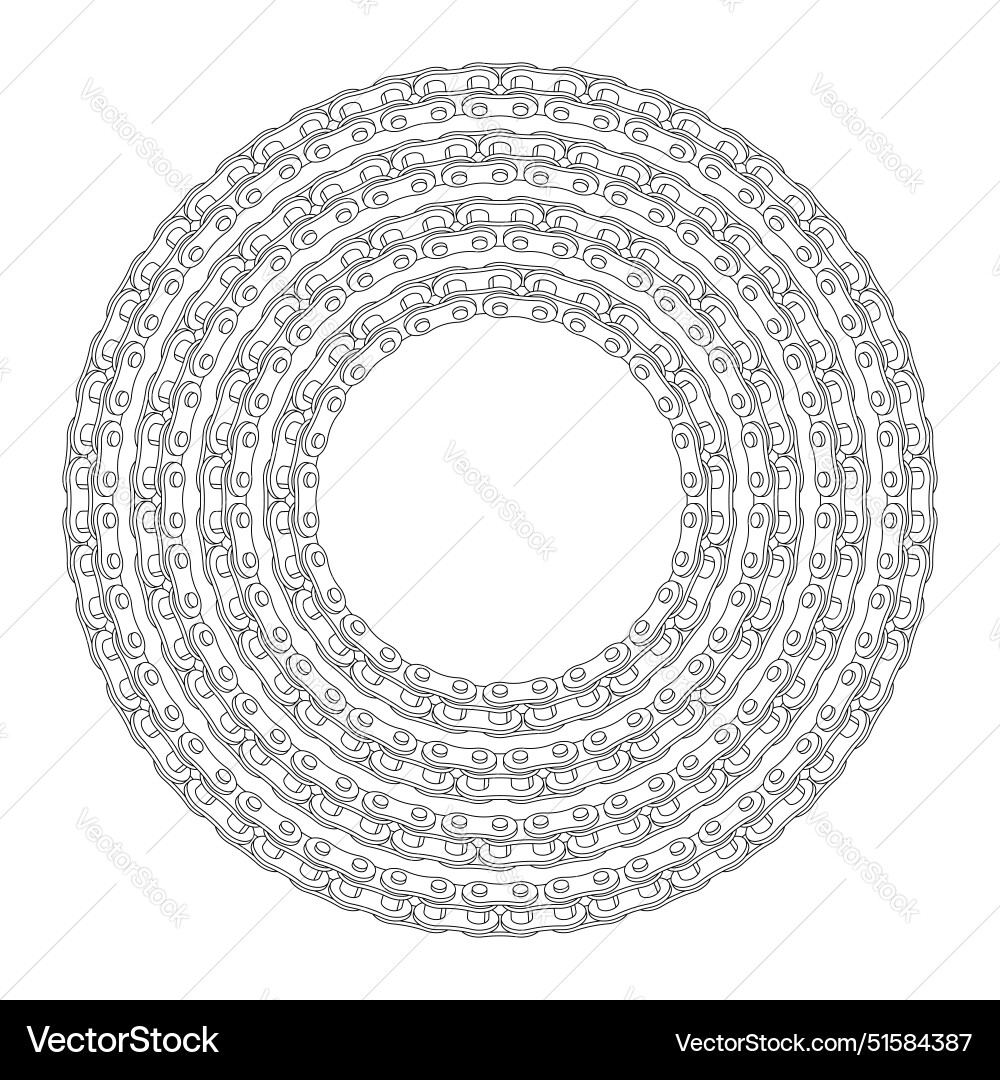 Circles out of roller or bicycle chain outline Vector Image