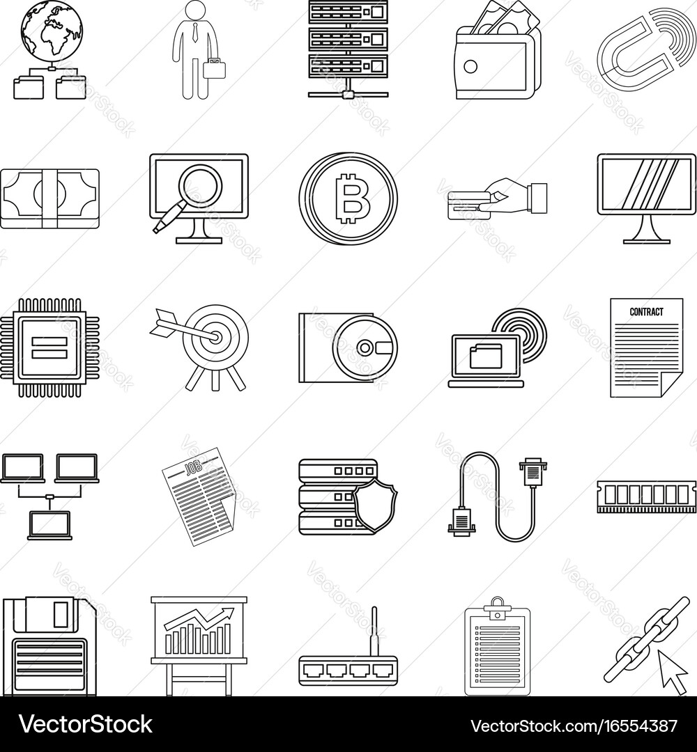 Clerk icons set outline style Royalty Free Vector Image