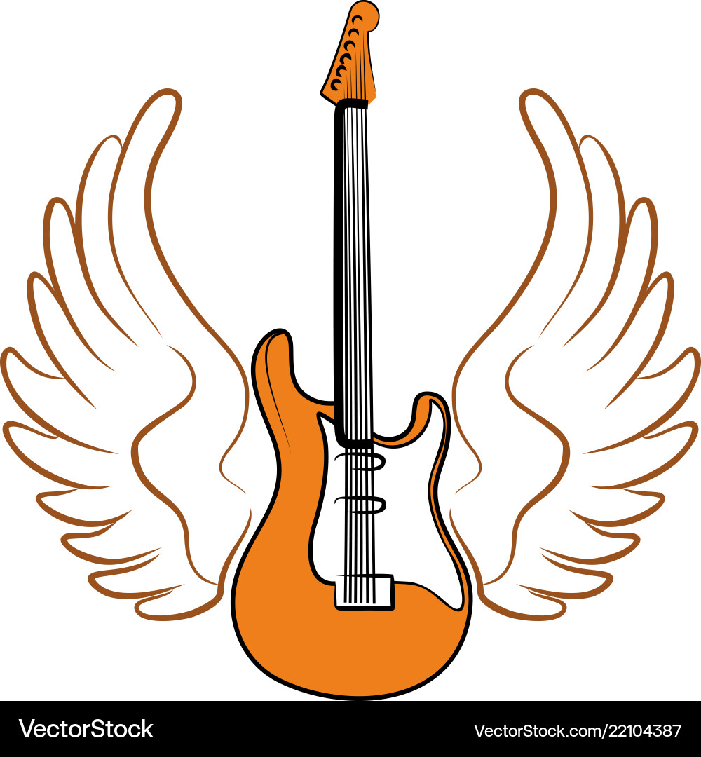 Electric guitar with wings Royalty Free Vector Image