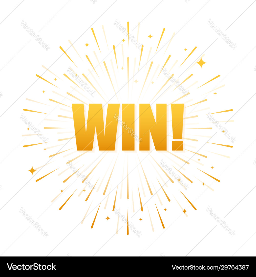 Fireworks Win Celebration Sign Royalty Free Vector Image