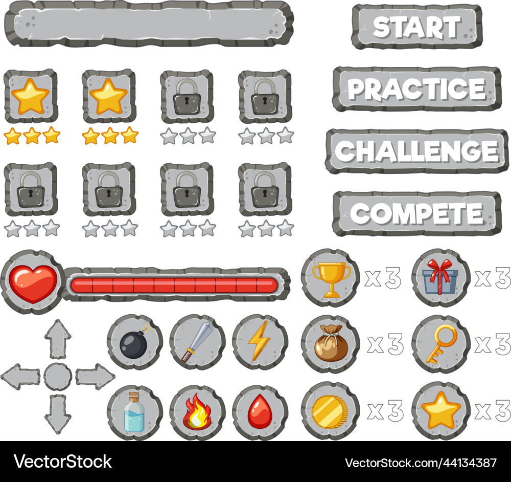 Game element template design set Royalty Free Vector Image