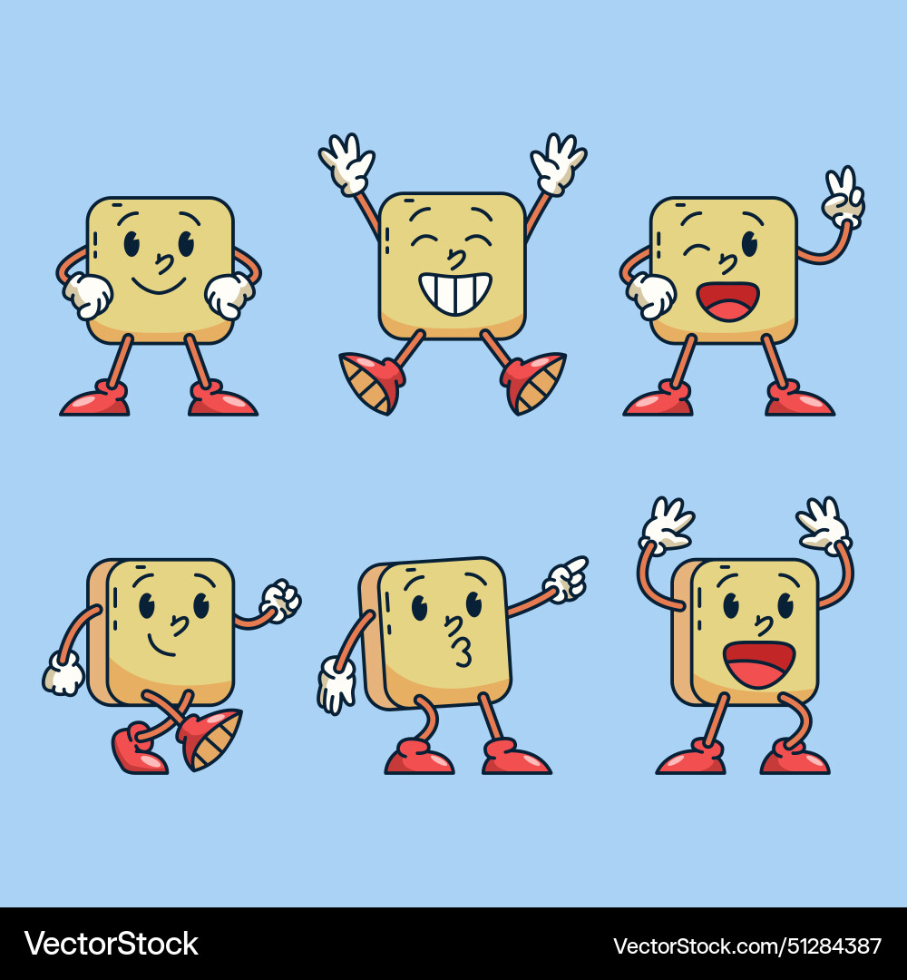 Rounded box shape cartoon character Royalty Free Vector