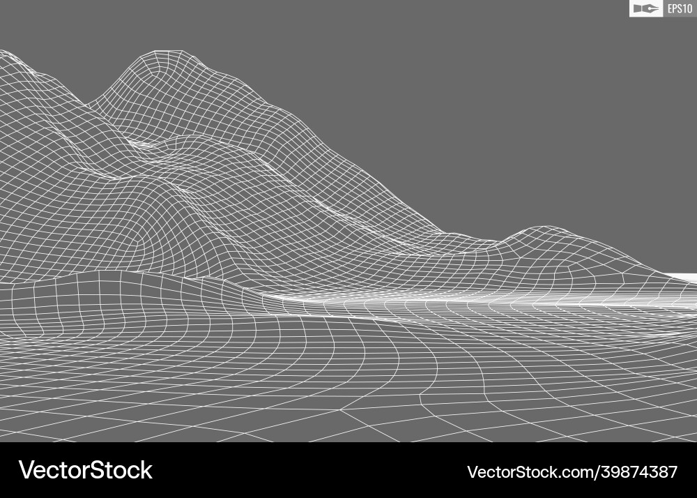 Wireframe landscape on white background abstract Vector Image