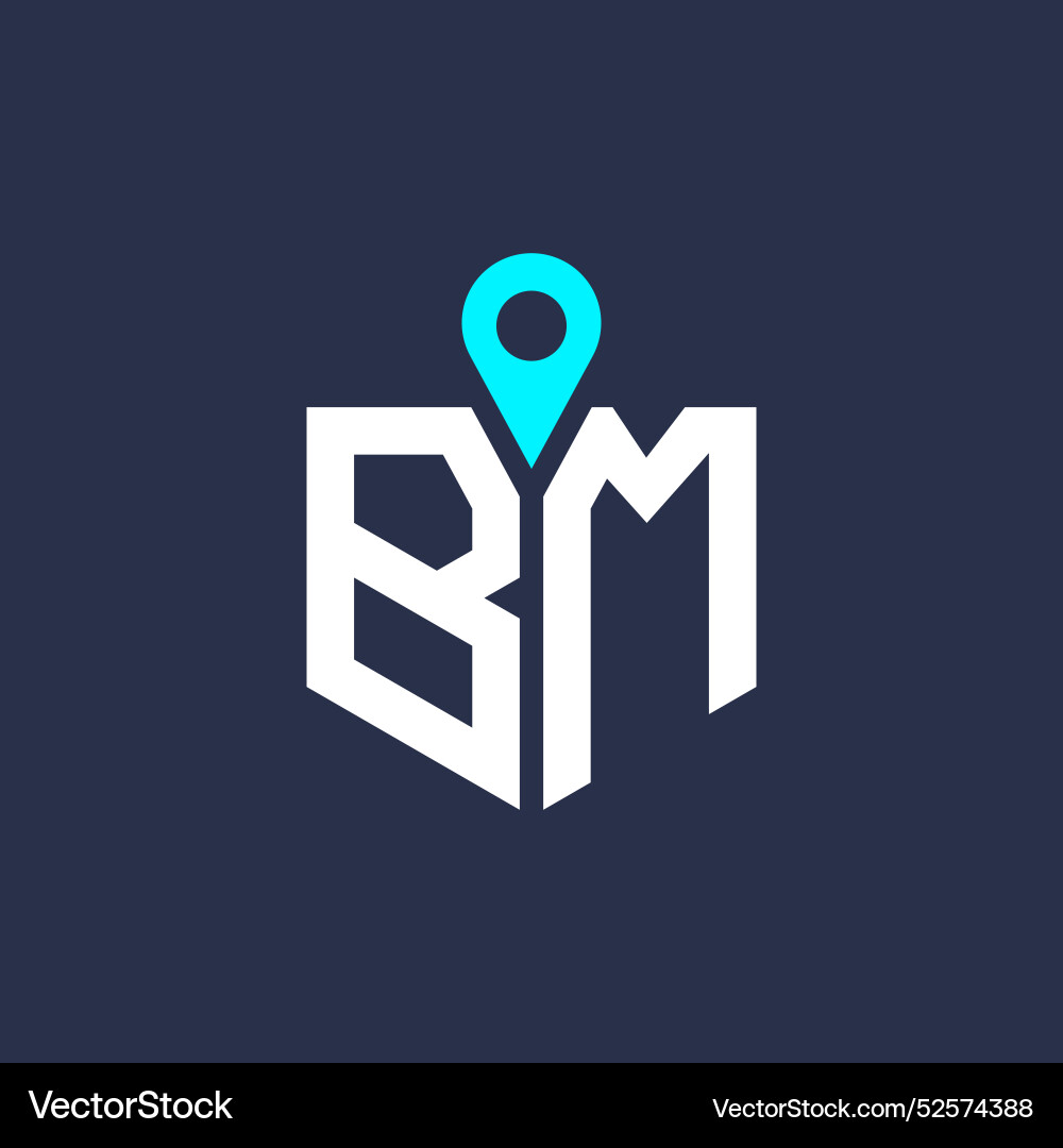 Bm location logo design for recruitment Royalty Free Vector