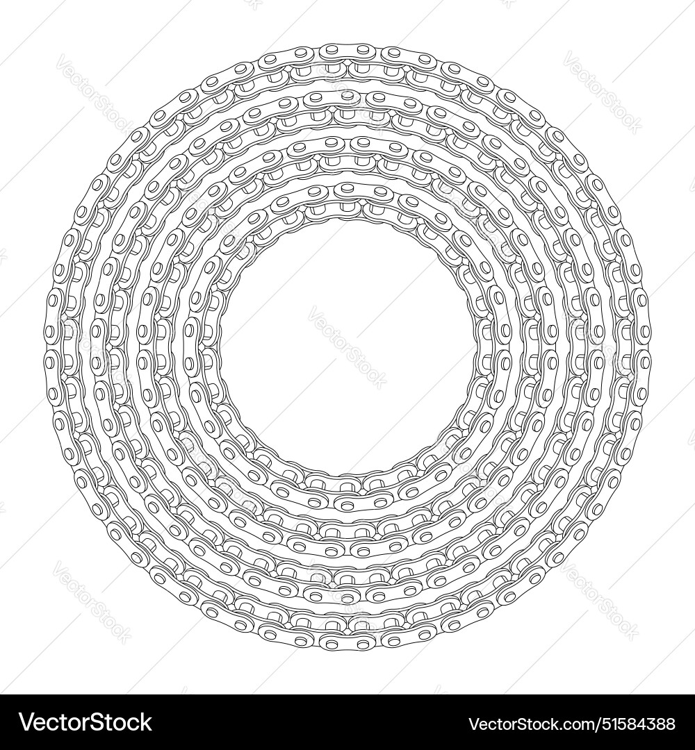 Circles out of roller or bicycle chain outline Vector Image