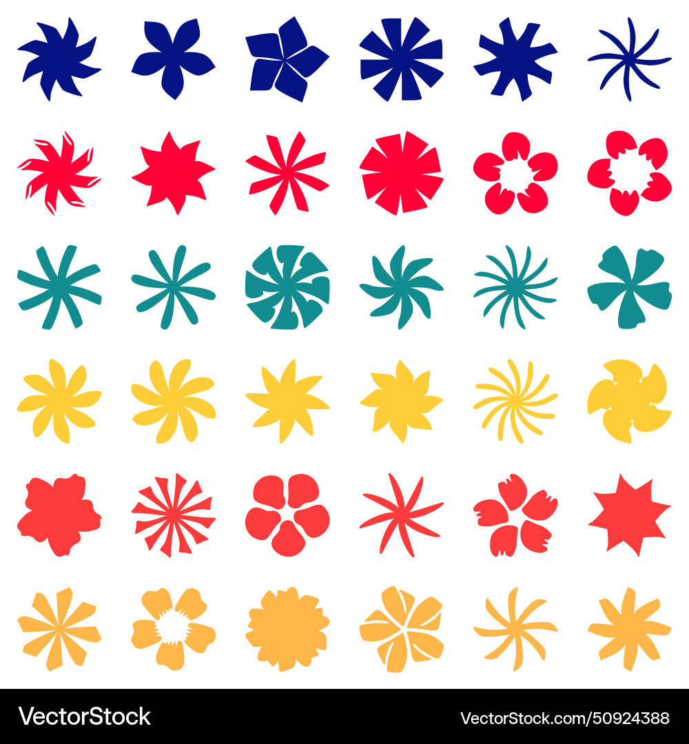 Flower icon set botanical Royalty Free Vector Image