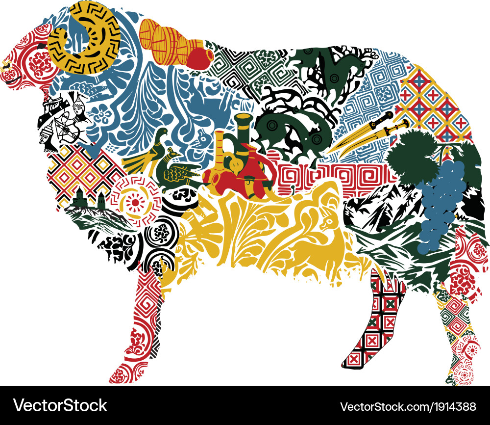 Georgian Sheep Motif Royalty Free Vector Image