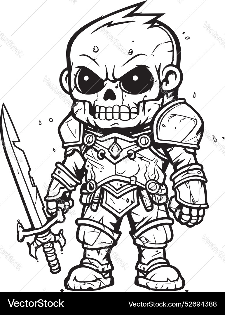 Ghostly crusader zombie knight soldier black Vector Image