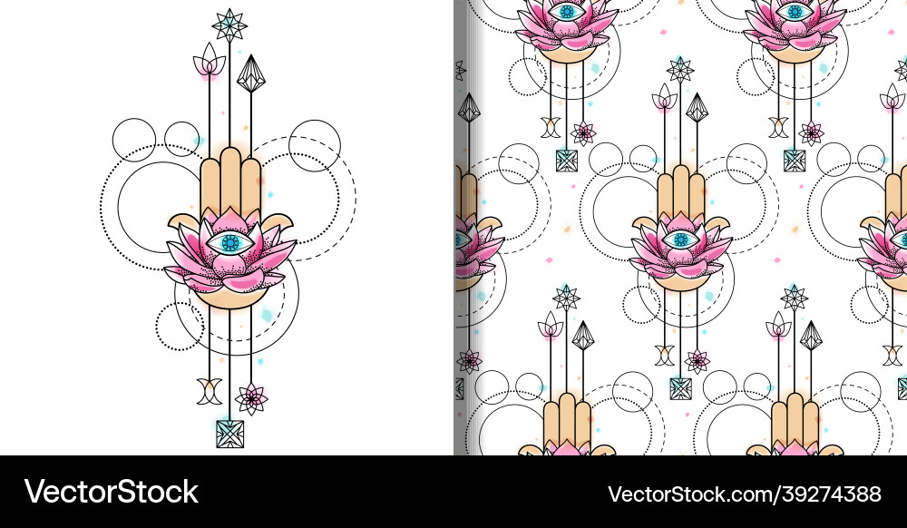 Hand of Fatima Geometric Pattern Royalty Free Vector Image