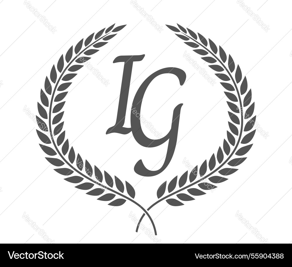Initial letter i and g ig monogram logo design Vector Image