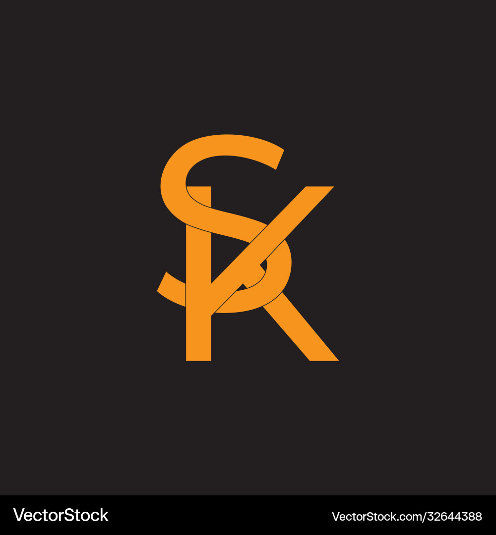 Letter sk linked overlapping design fit Royalty Free Vector