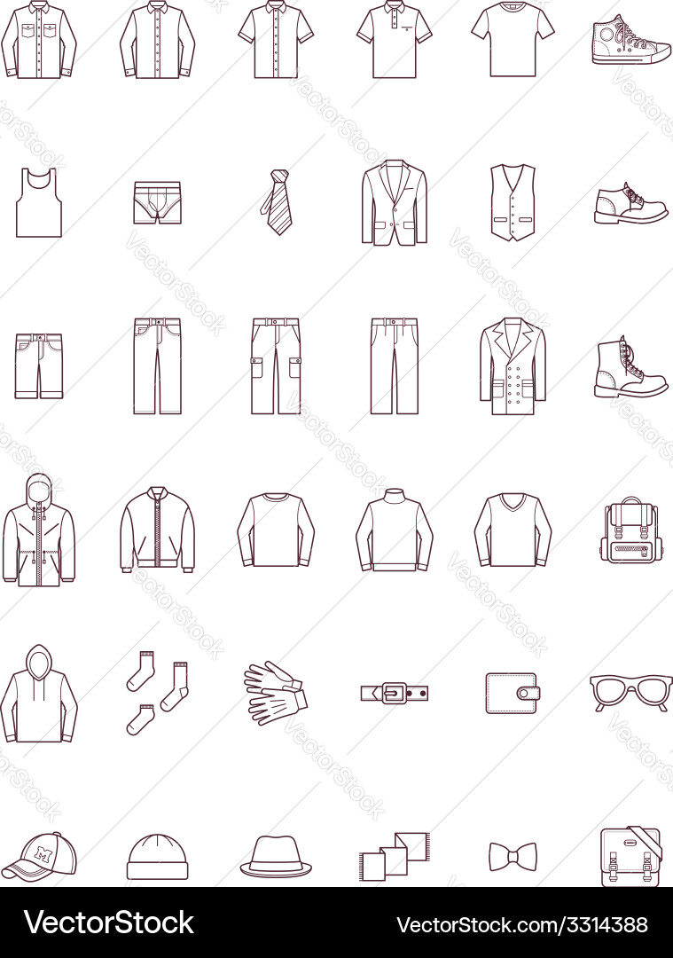 Men clothes set Royalty Free Vector Image - VectorStock
