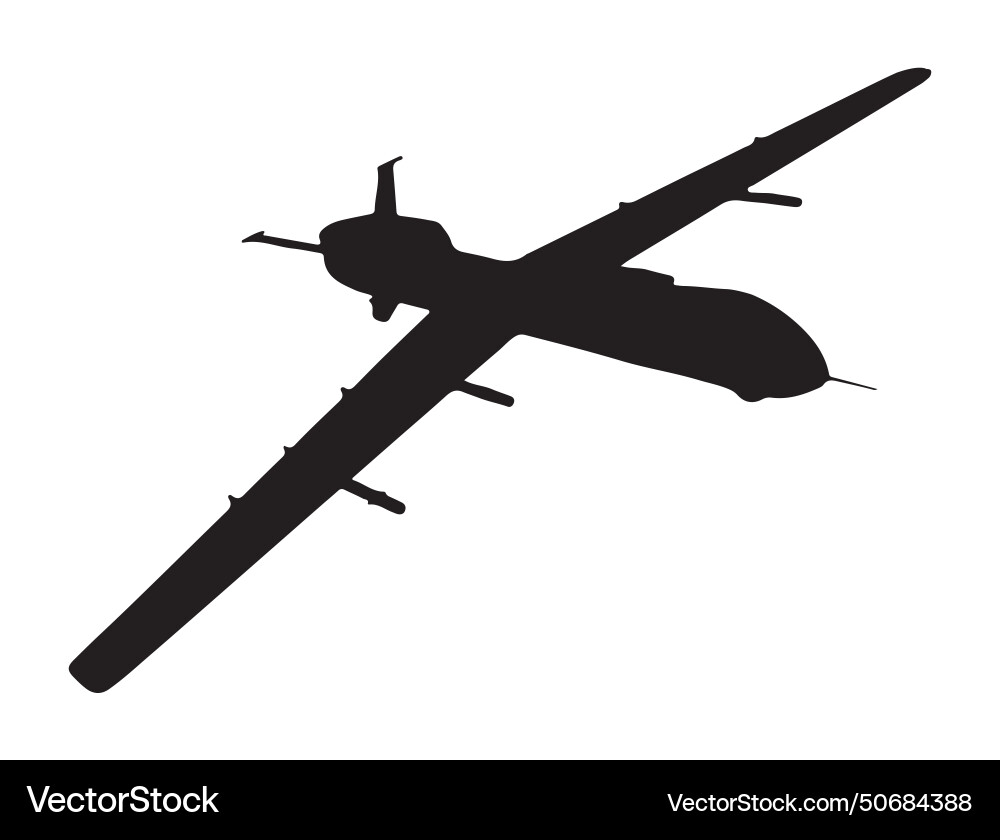 Military drone silhouette art Royalty Free Vector Image