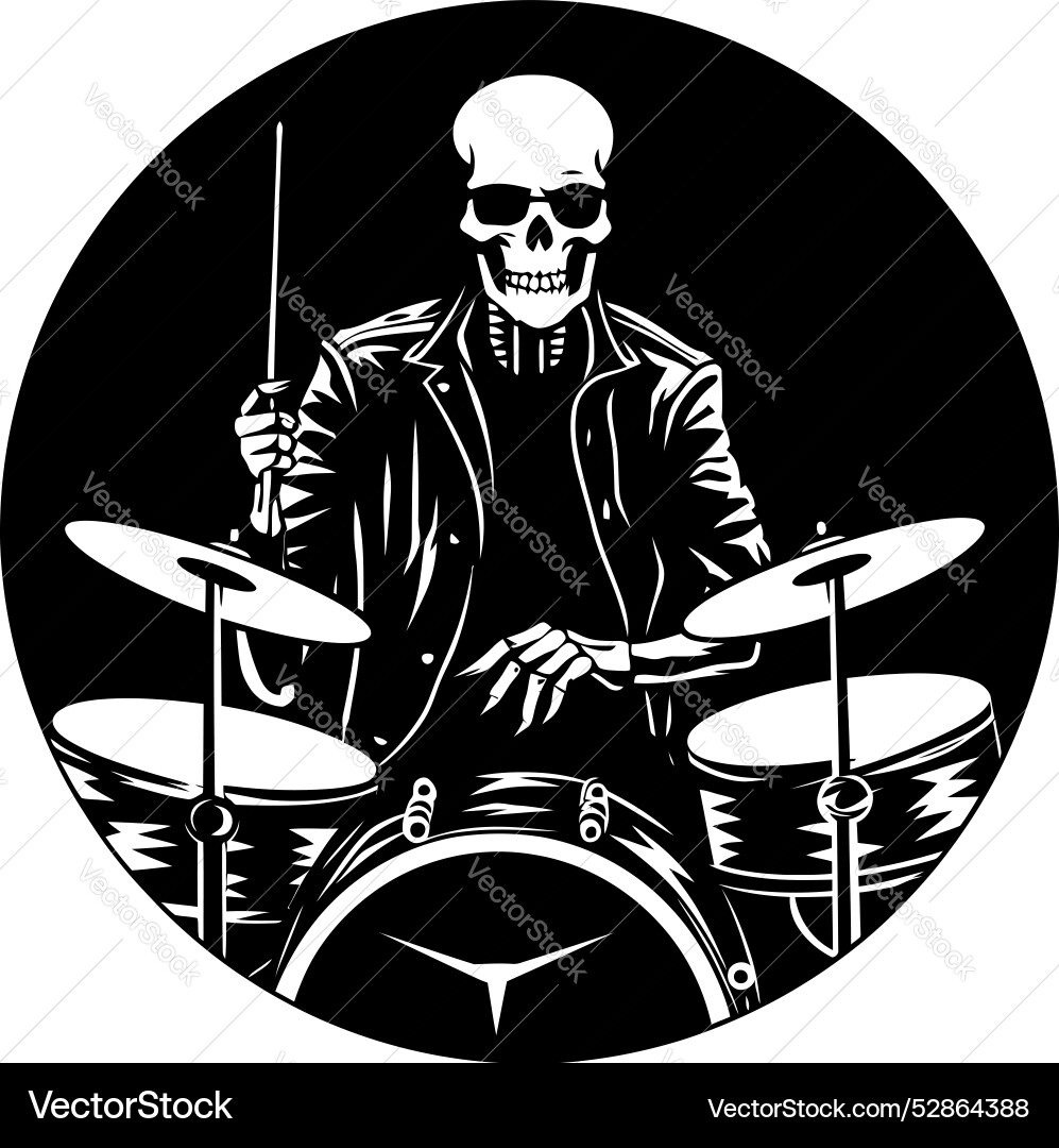 Skull sticks musician drummer symbol percussion Vector Image