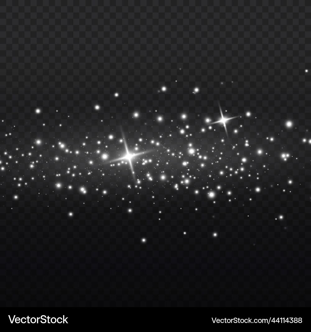 Starry dust flash light spark sparkle white star Vector Image