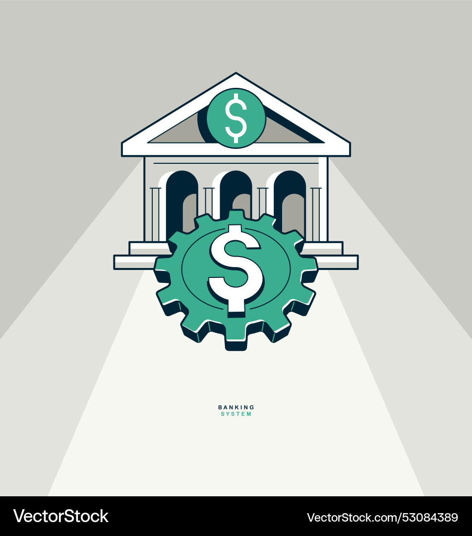 Banking system concept poster bank building Vector Image