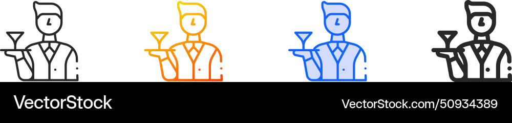 Barman iconthin linear gradient blue stroke Vector Image