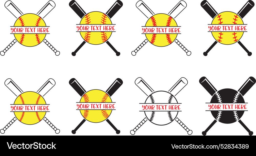 Baseball bat split name softball custom Royalty Free Vector