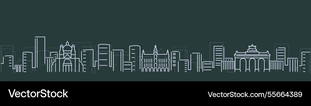Brussels simple lines skyline on dark background Vector Image