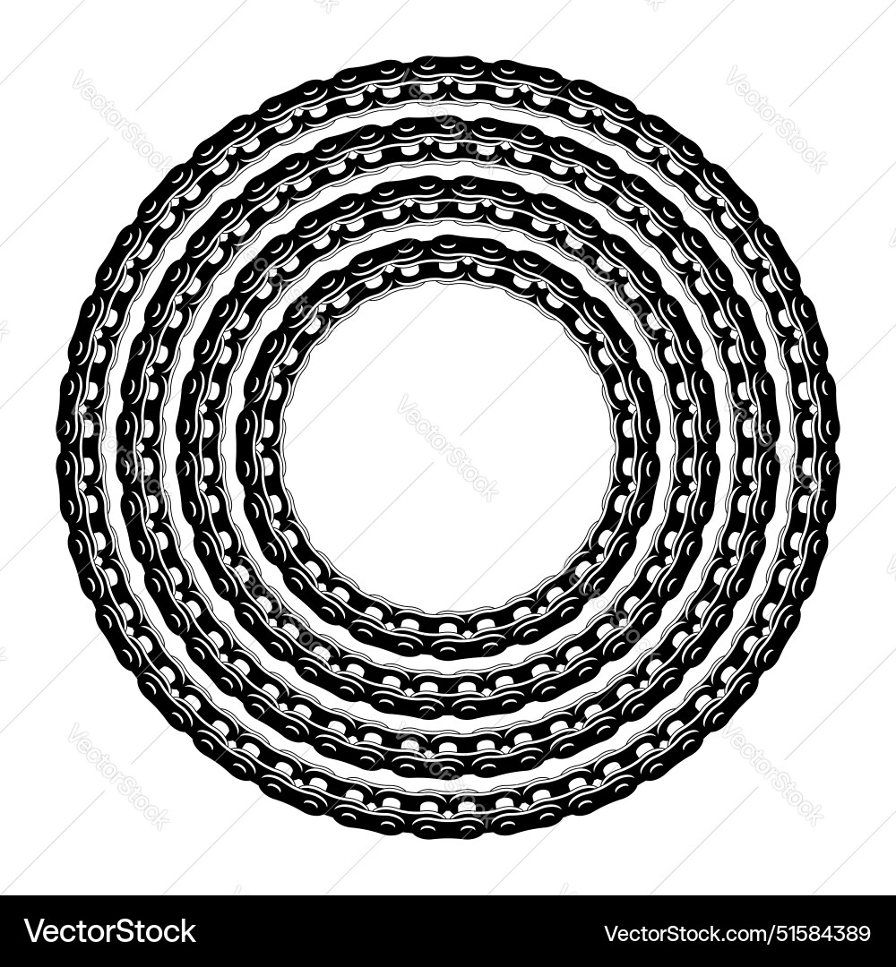 Circles out of roller or bicycle chain silhouette Vector Image