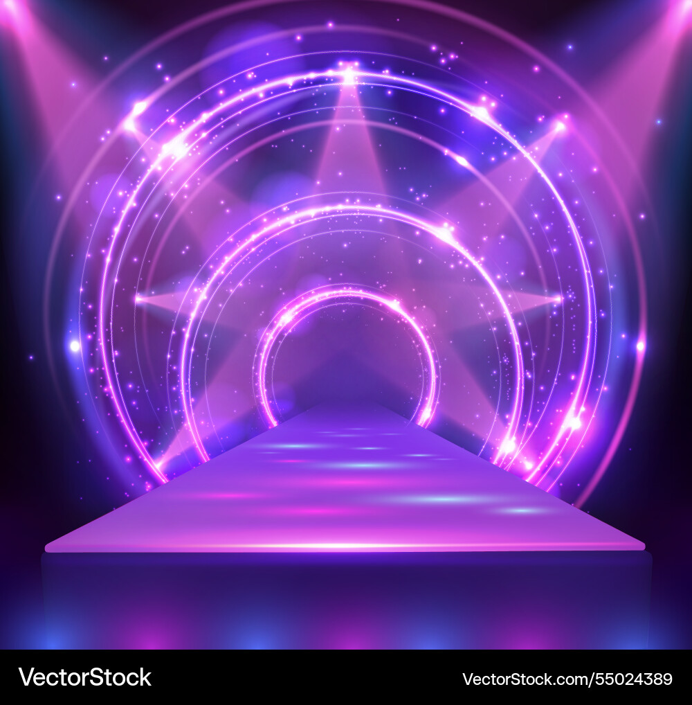 Disco party showcase background with 3d podium Vector Image