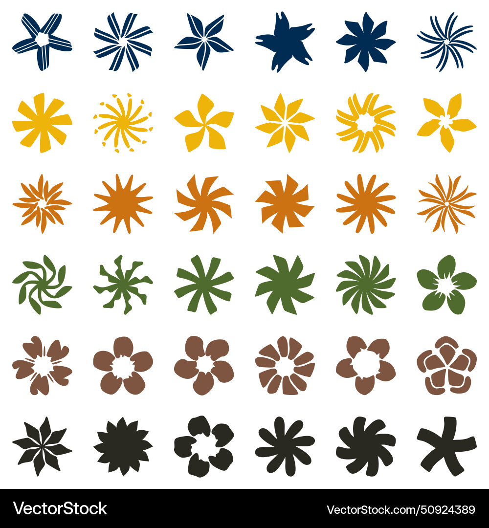 Flower icon set botanical Royalty Free Vector Image