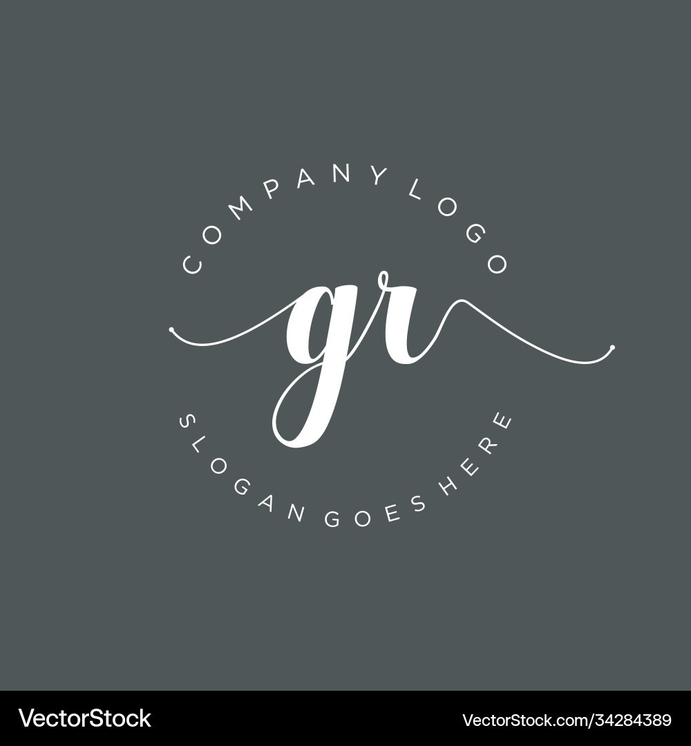 Initial gr handwriting logo with circle template Vector Image