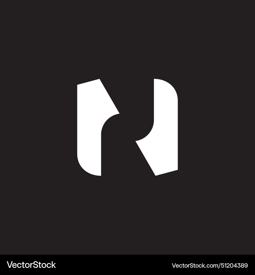 Letter n slice simple geometric logo Royalty Free Vector