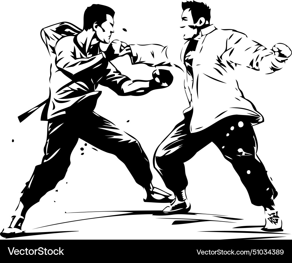 Martial arts two karate fighters fighting Vector Image