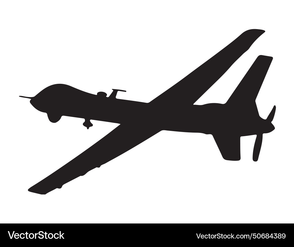 Military drone silhouette art Royalty Free Vector Image