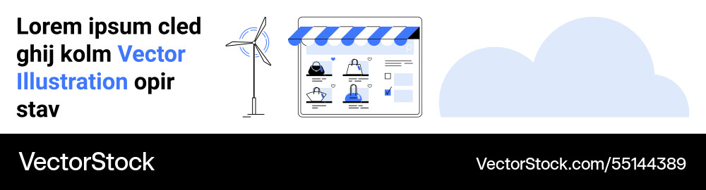 Online storefront with wind turbine nearby Vector Image